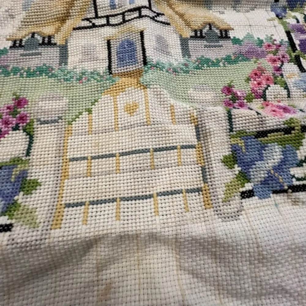 Bucilla | Art | Bucilla Cream Cottage Needlepoint Panel With Pastel ...